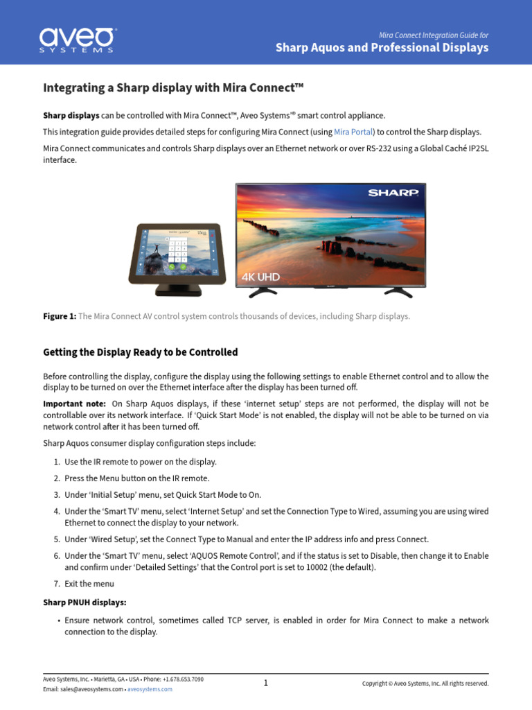 Sharp Aquos Mira Connect | PDF | Computer Network | Internet Protocol Suite