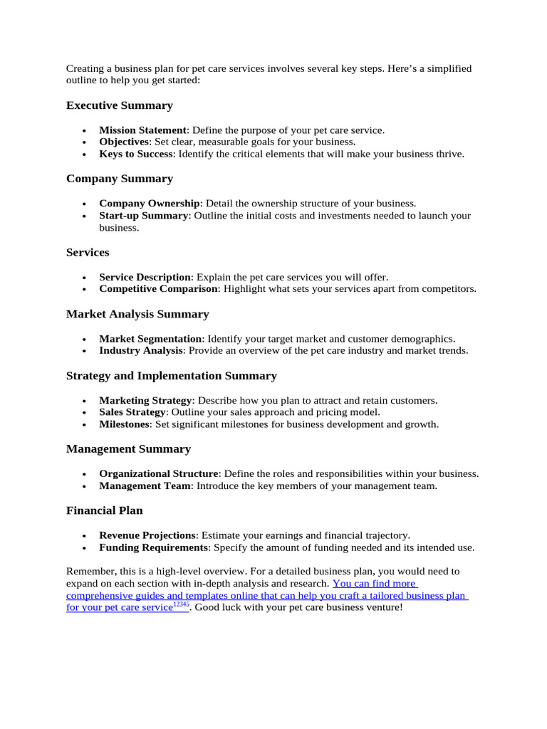 Pet Care Services Business Plan Guide | PDF | Cost Of Living | Expense