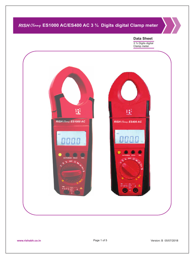 ES1000 ACES400 AC3 Digital Clamp meter19DEC2024 | PDF | Alternating Current | Electrical ...