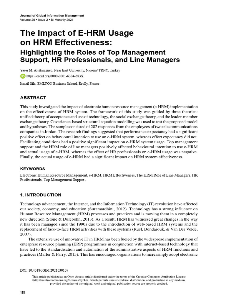 E-HRM Impact on HRM Effectiveness | PDF | Human Resource Management ...