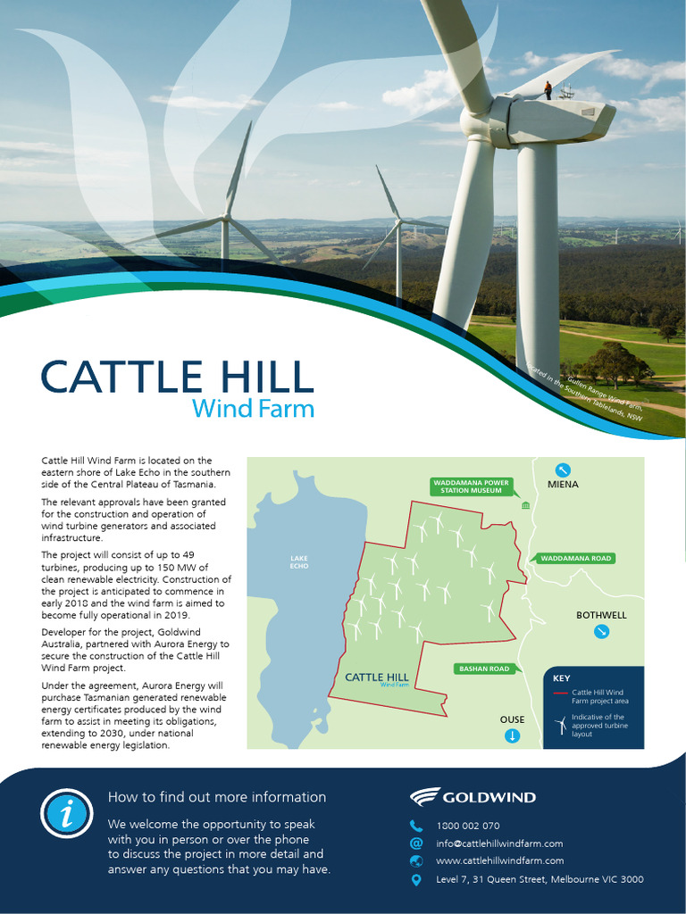 Cattle Hill Wind Farm Project Overview | PDF | Power (Physics ...