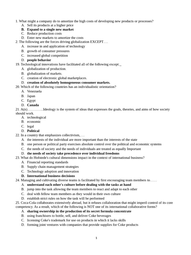 exam | PDF | Globalization | Coca Cola