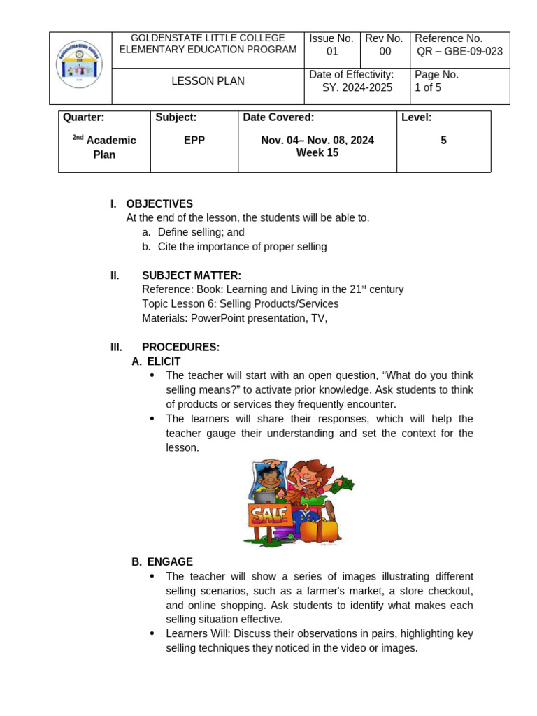 EPP 5 LP | PDF | Lesson Plan | Teachers