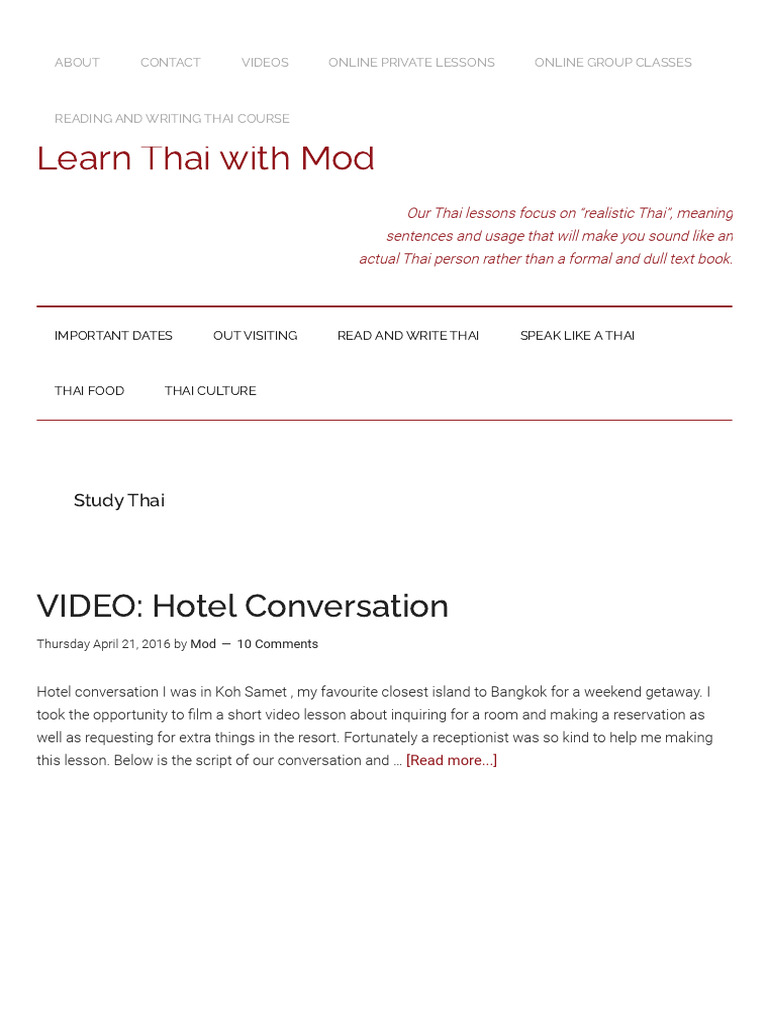 Study Thai - Learn Thai With Mod | PDF | Thai Language | Human ...