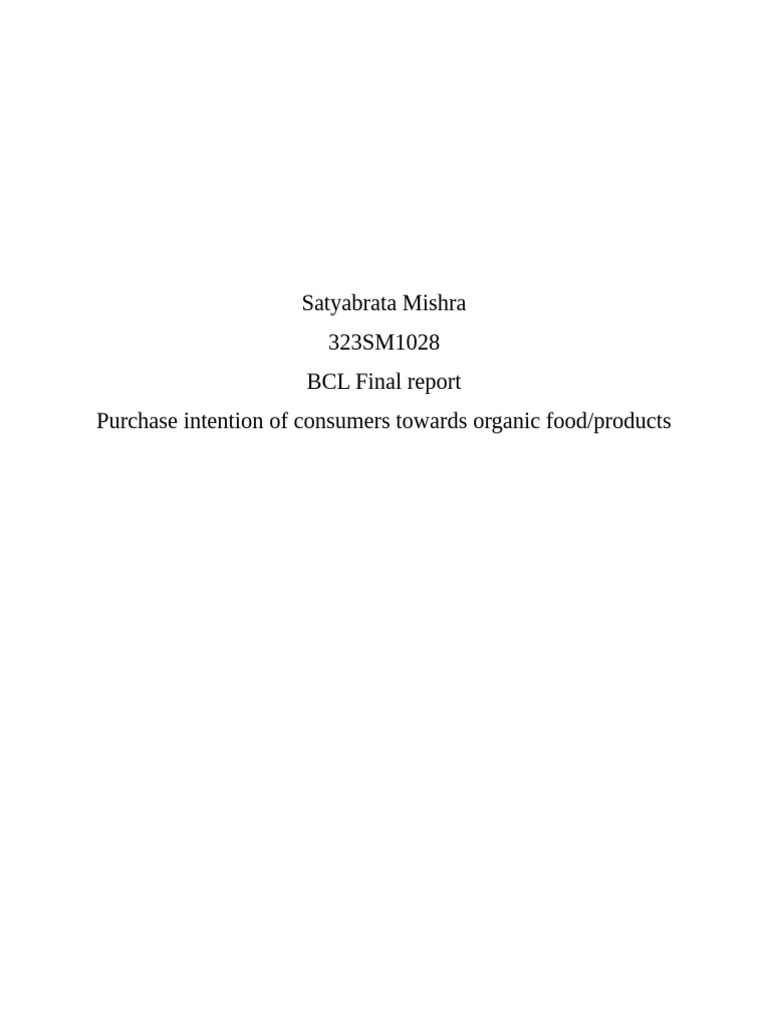 BCL FINAL REPORT | PDF | Survey Methodology | Organic Foods