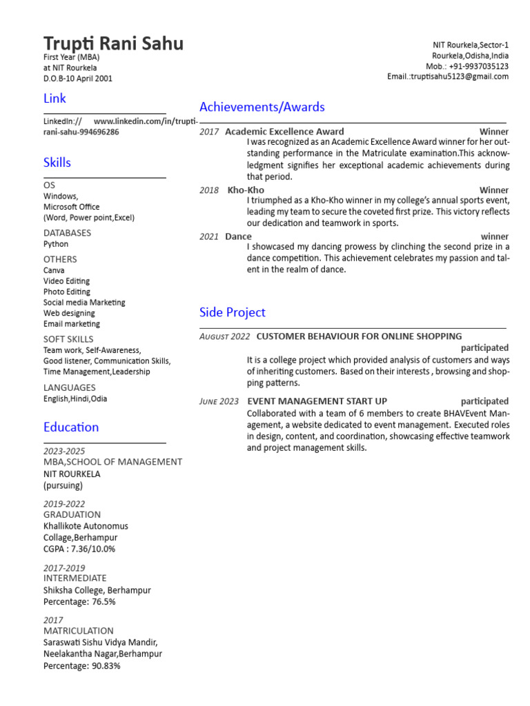 TRUPTI RESUME - Copy | PDF | Computing | Software TRUPTI RESUME - Copy | PDF | Computing | Software