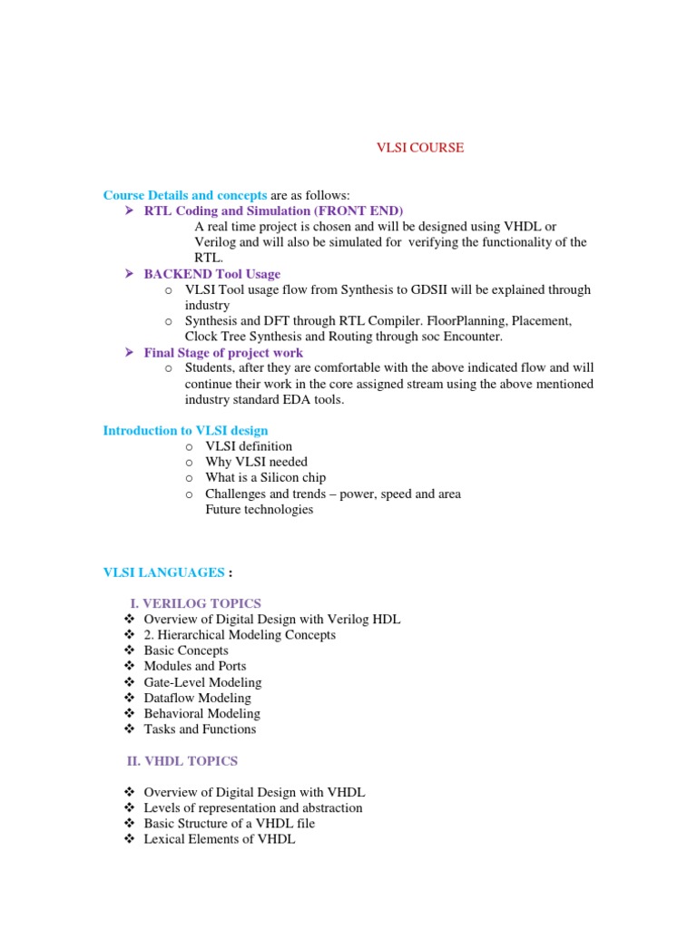 Vlsi Course Final Logic Design Pdf Logic Synthesis Vhdl