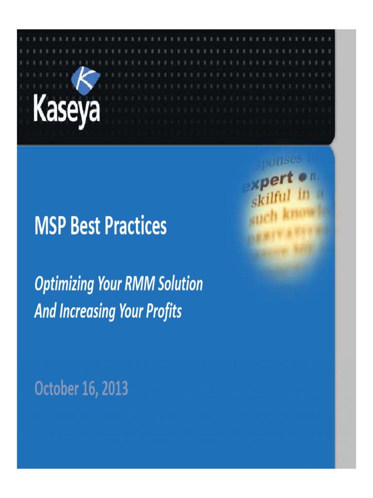 MSP Best Practices: Optimizing Your RMM Solution and Increasing Your Profits | PDF | Databases ...