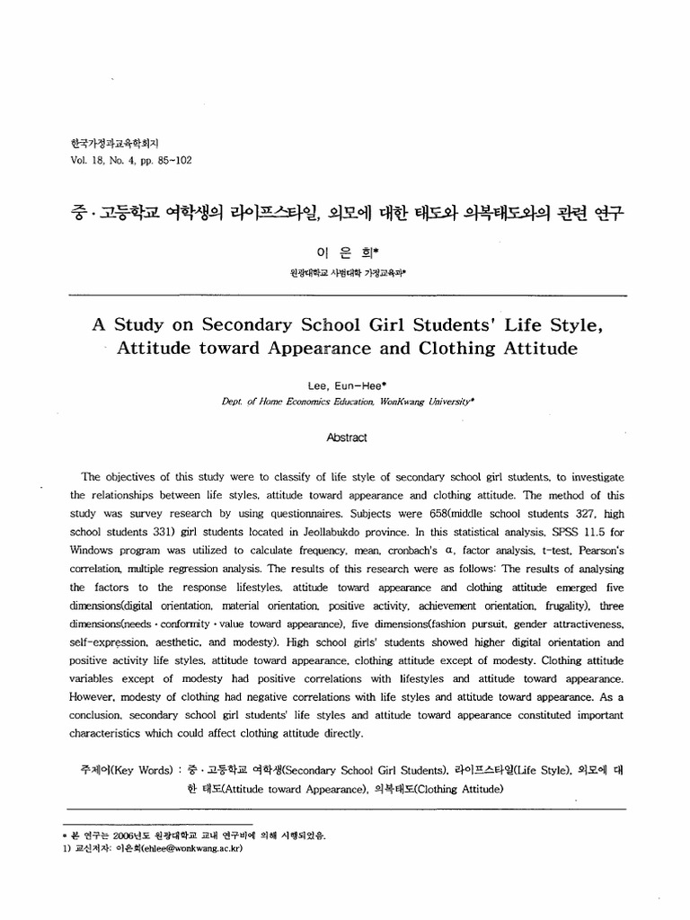 A Study On Secondary School Girl Students' Life Style, Attitude Toward ...