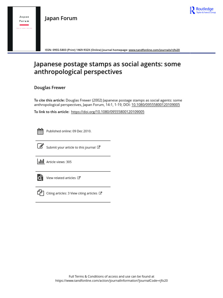 Japanese Postage Stamps as Social Agents Some Anthropological ...