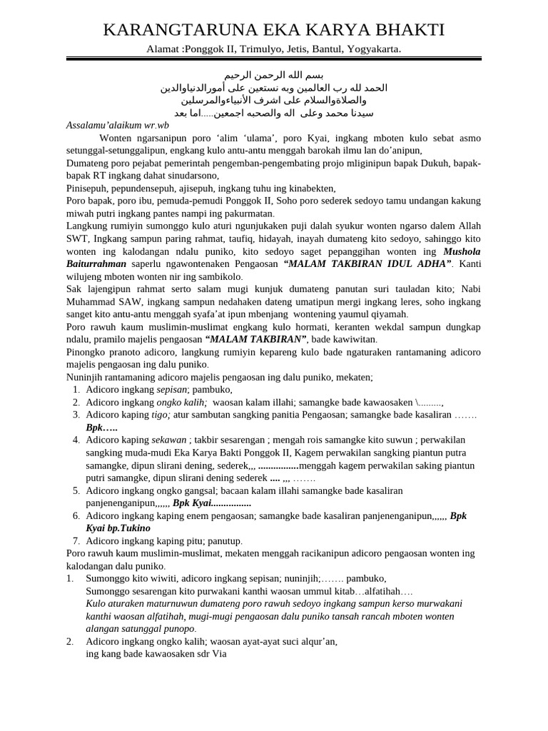 Teks MC Pengajian | PDF