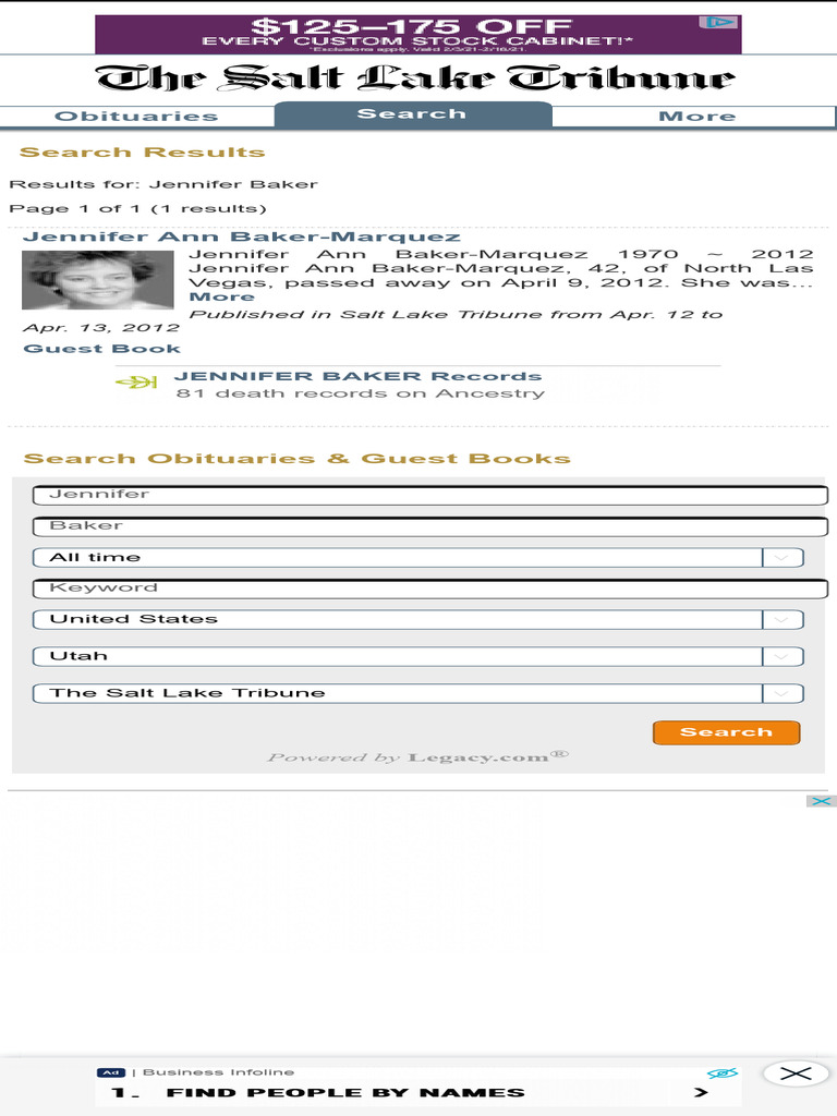 The Salt Lake Tribune Obituaries All Time All of the Salt Lake Tribune ...