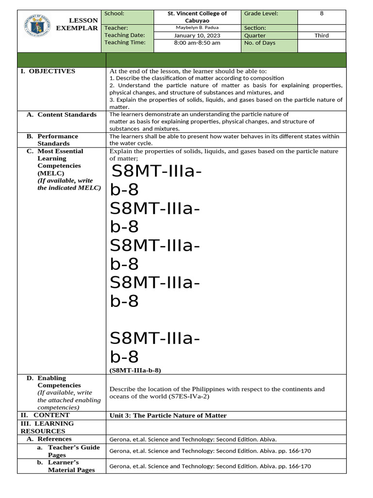 Grade 8 Science: Matter Classification | PDF | Latitude | Longitude