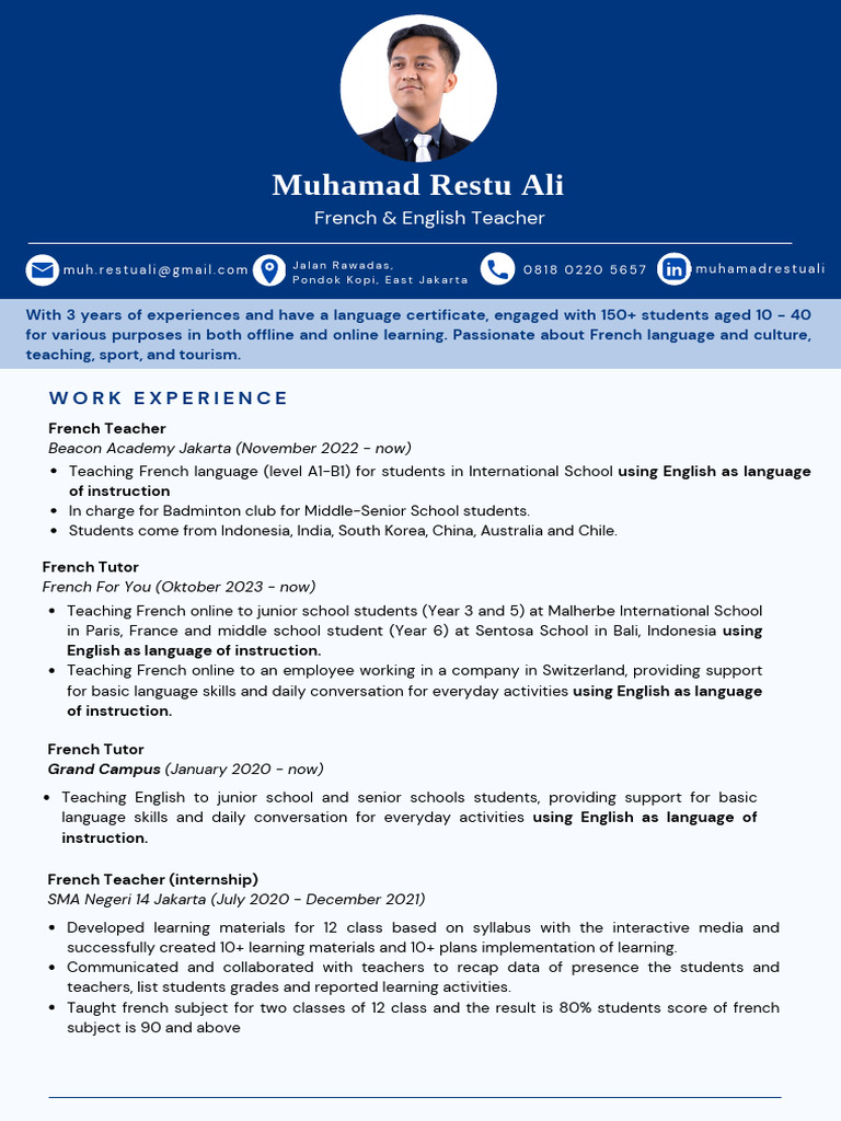 Curiculum Vitae _ Muhamad Restu Ali | PDF