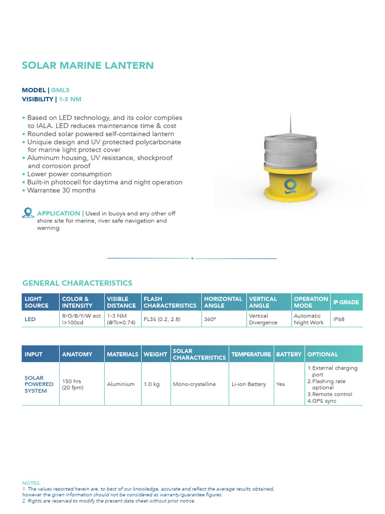 Solar Marine Lantern GML3 Guide | PDF