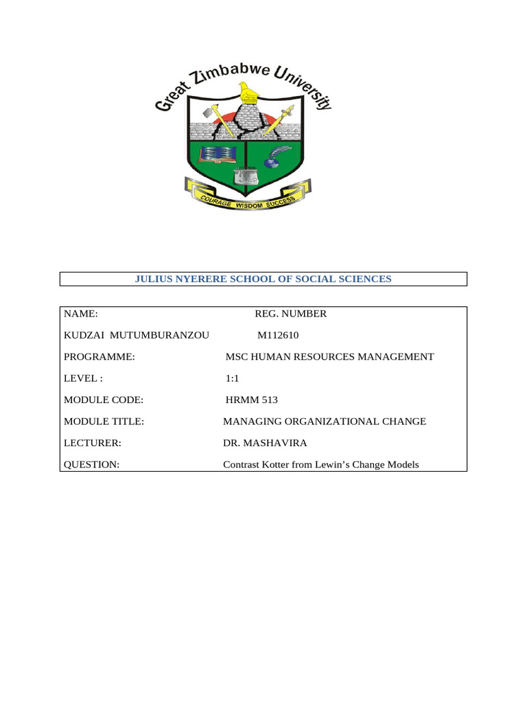 Mutumburanzou Kudzai m112610 | PDF | Change Management
