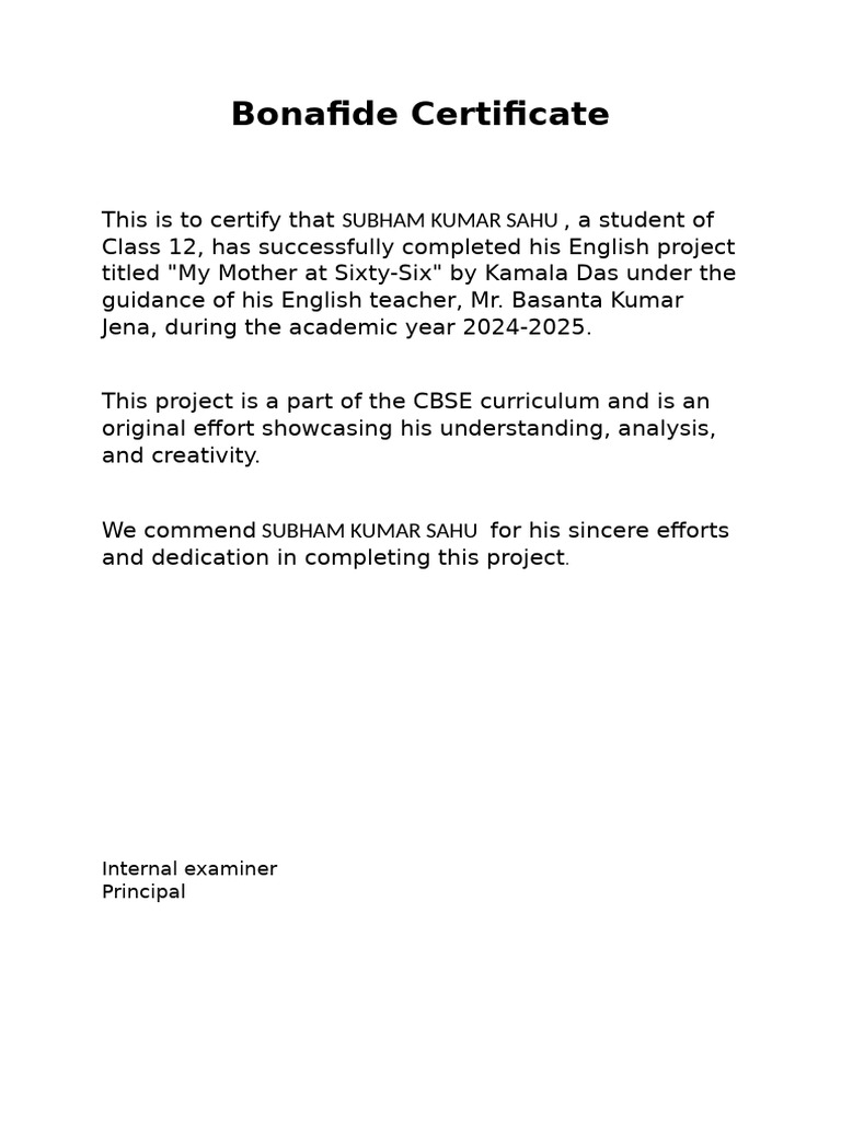 Bonafide Certificate Eng | PDF