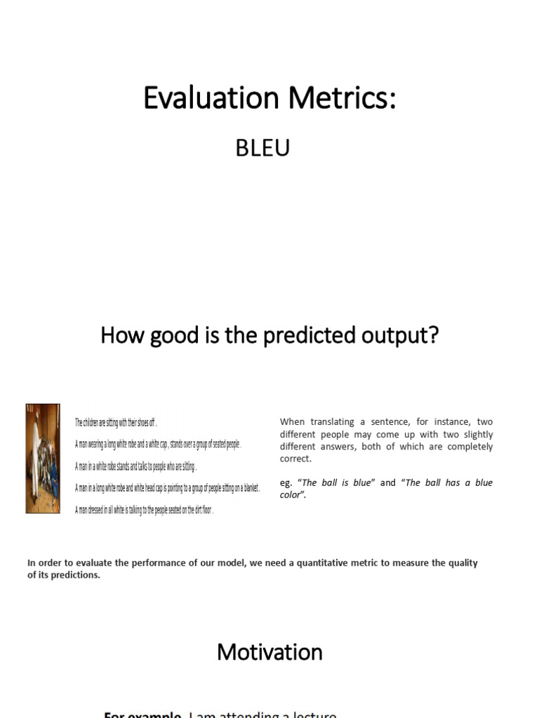 Evaluation Metrics_BleuScore | PDF | Applied Linguistics | Linguistics