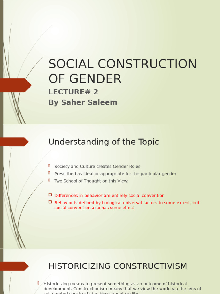 2 Social Construction of Gender | PDF | Gender | Gender Studies