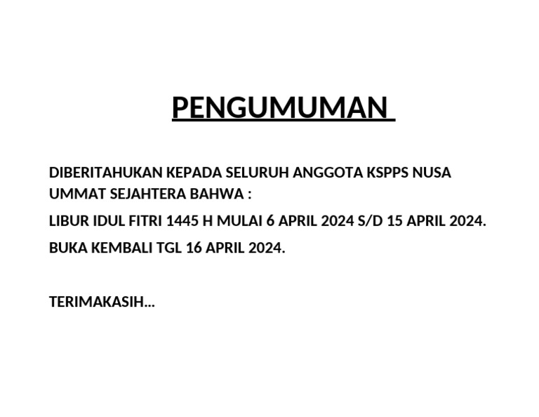PENGUMUMAN | PDF