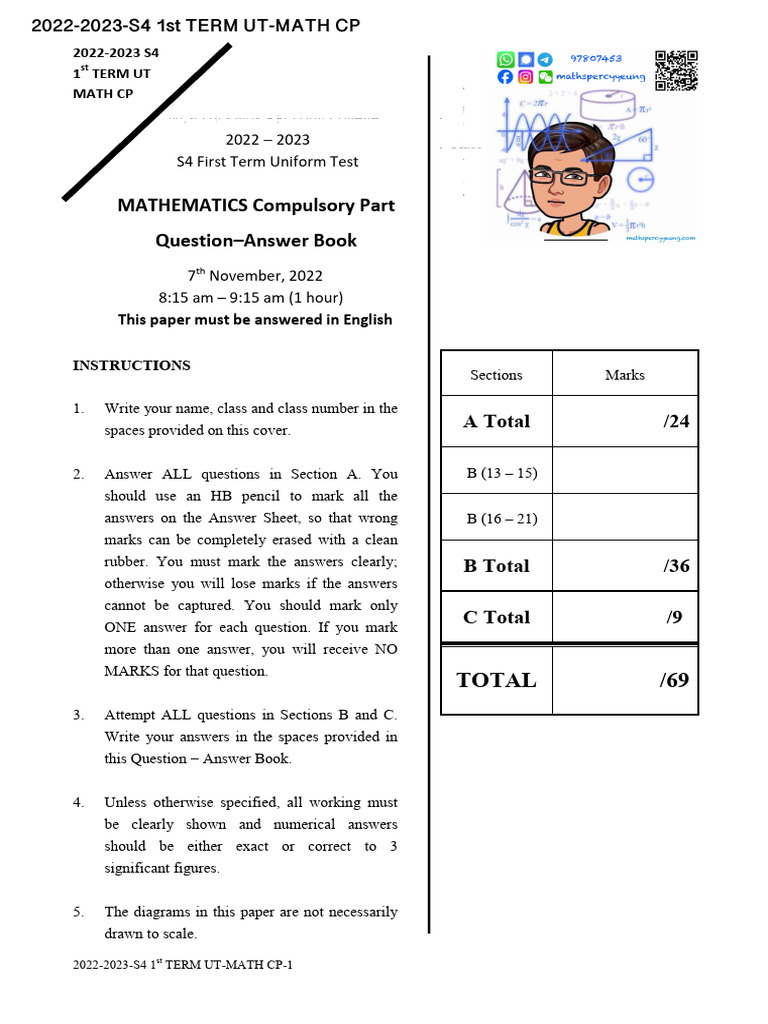 2022 2023 s4 1st Term Ut Math CP | PDF | Equations | Mathematical Concepts