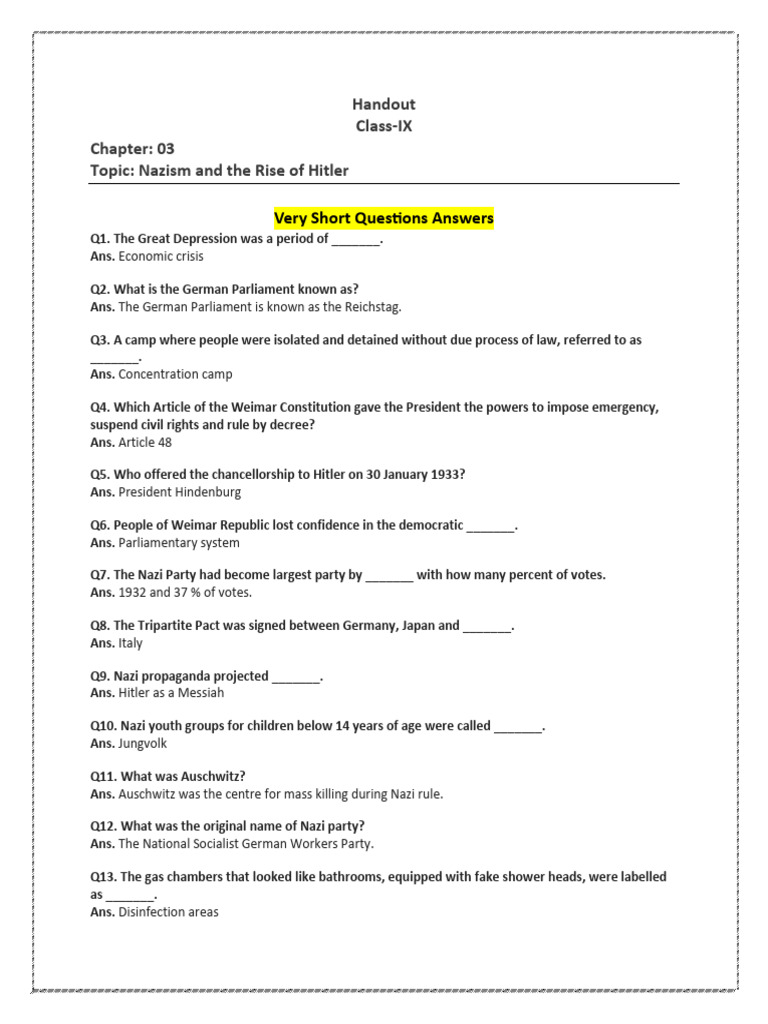 Nazism and Hitler's Rise: Key Q&A | PDF