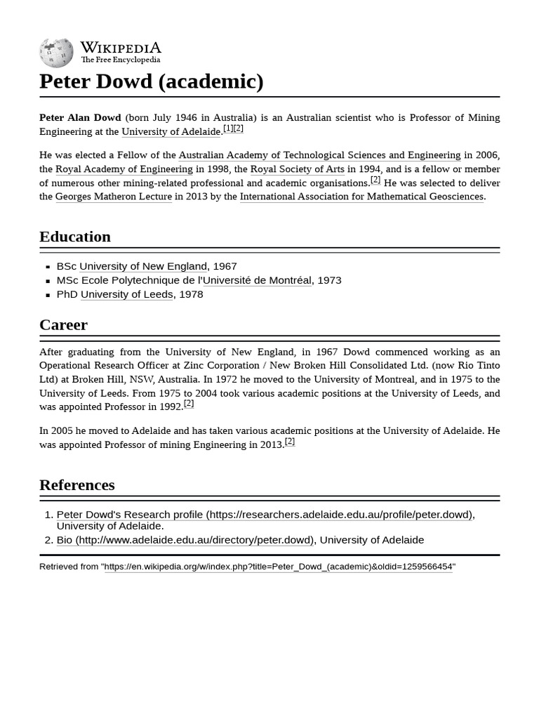 Peter Dowd: Mining Engineering Expert | PDF