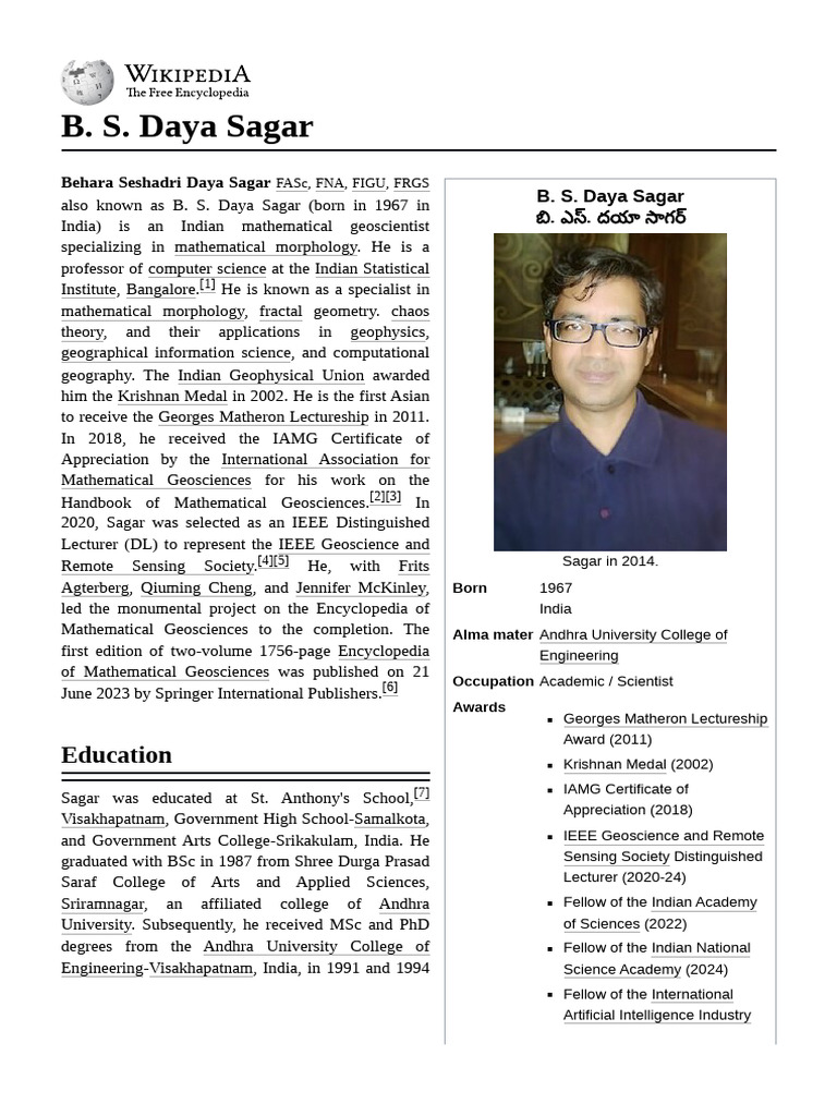 B._S._Daya_Sagar | PDF | Science
