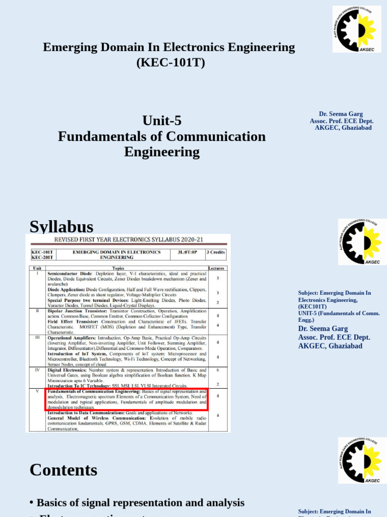KEC-101 Unit 5 Lec 1 | PDF | Discrete Time And Continuous Time | Phase (Waves)