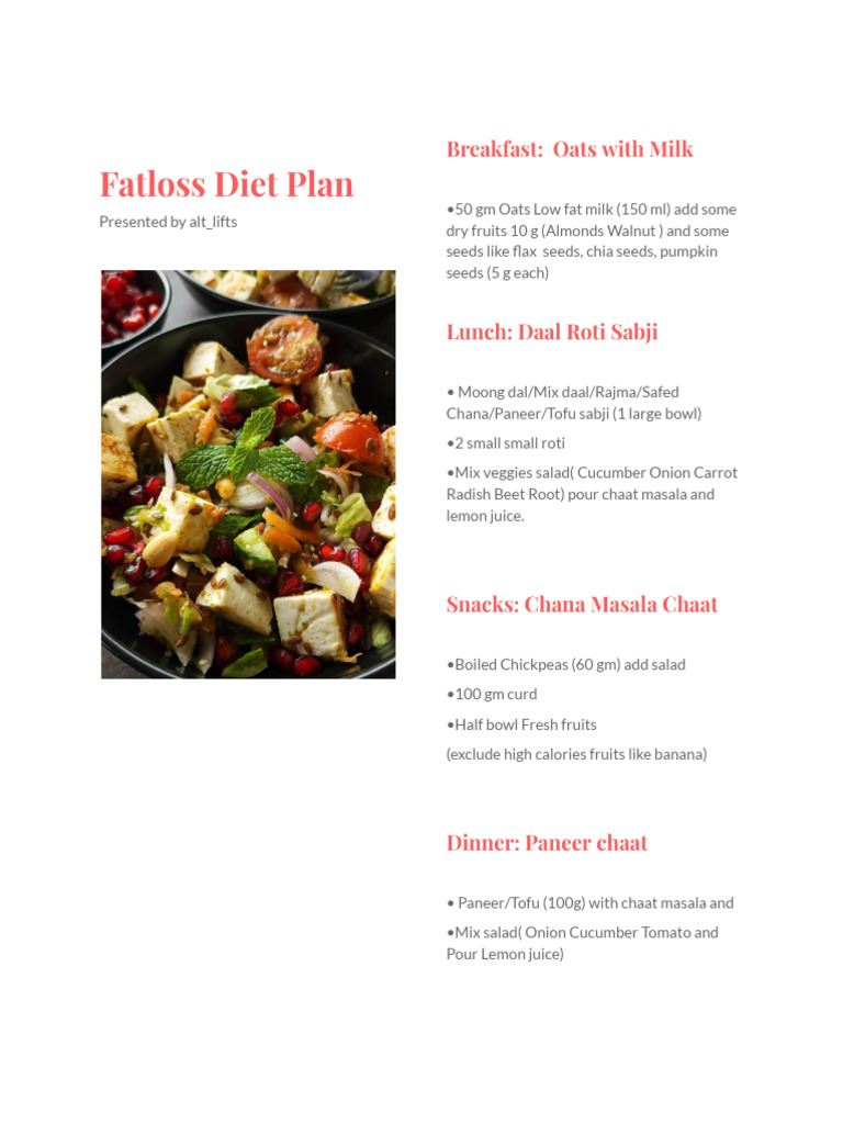 Fat Loss Diet Plan by alt_lifts | PDF