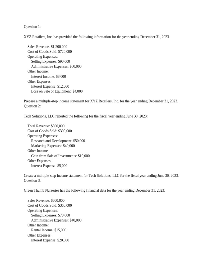 Financial Statement Example | PDF | Expense | Retained Earnings