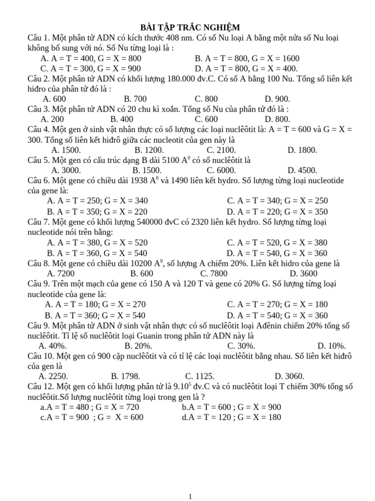 on tap - bai tap DNA | PDF