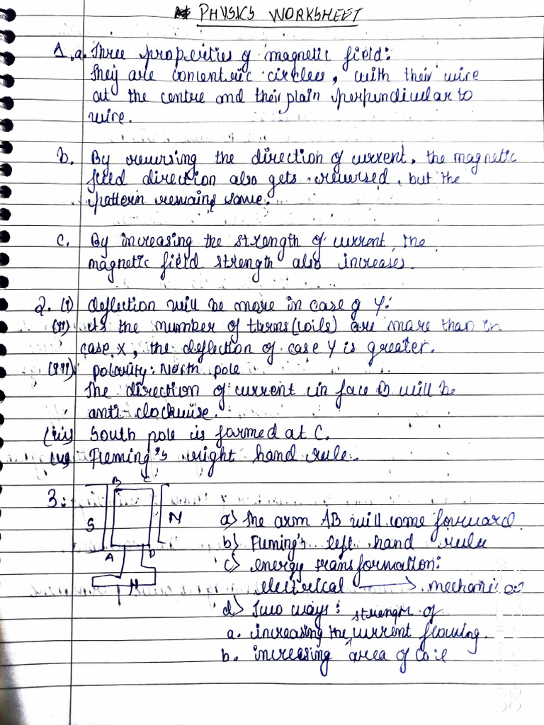 Physics Worksheet Electromagnetism | PDF