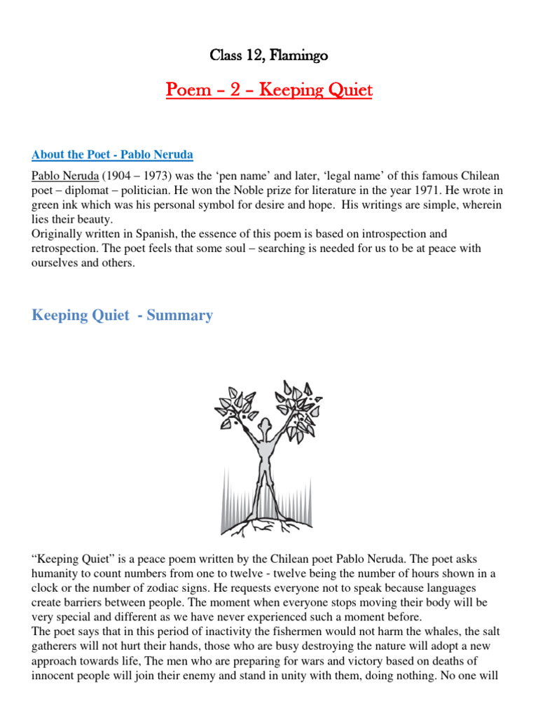 English-Xii Keeping Quiet PDF | PDF