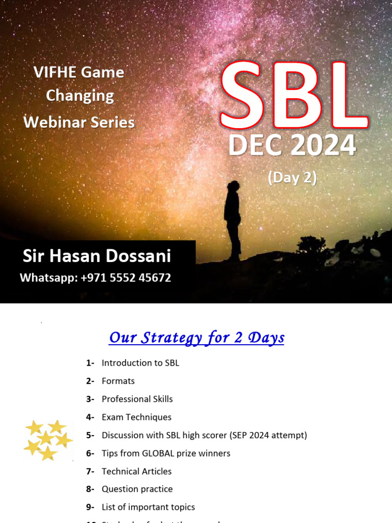 SBL Exam Strategies with Hasan Dossani | PDF | Spreadsheet