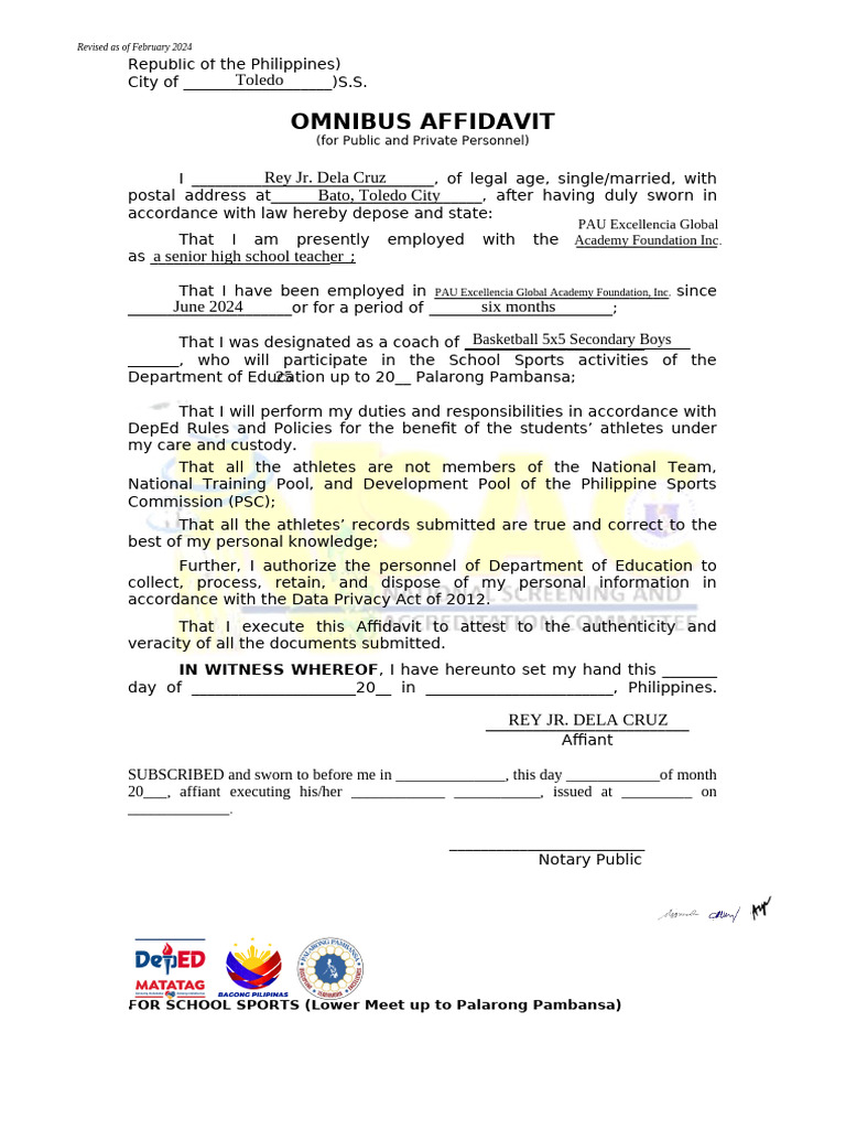 Omnibus-Affidavit v2024 | PDF | Affidavit | Government
