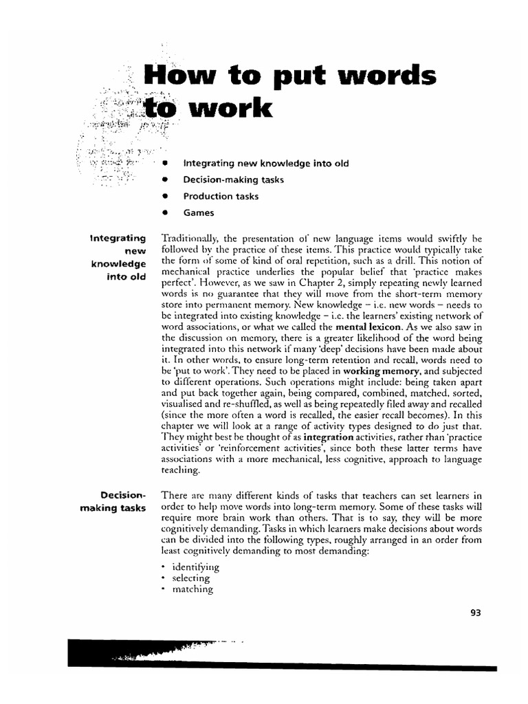 How To Put Words To Work | PDF