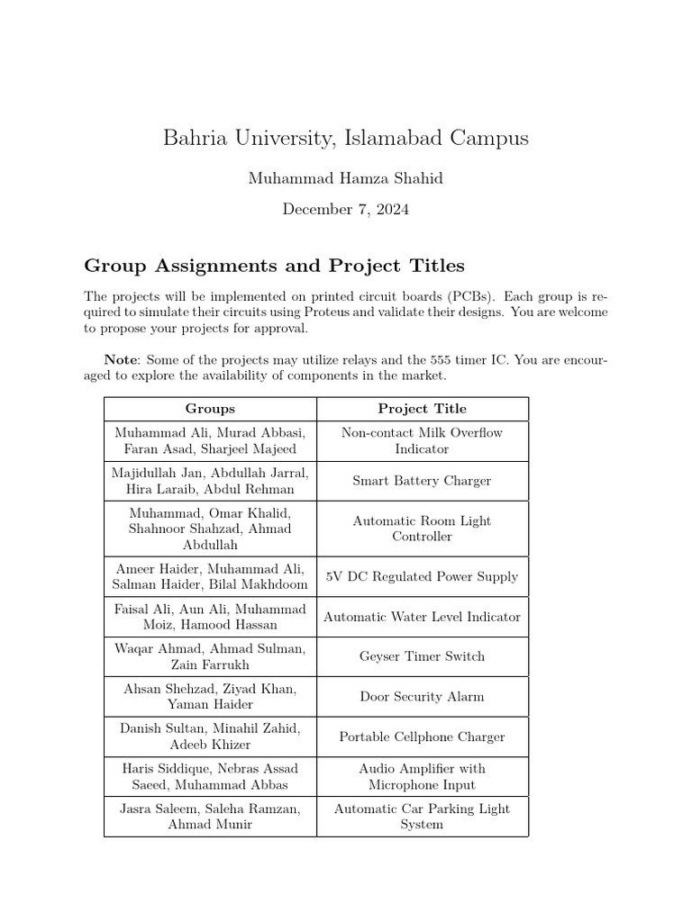 Project - Assignments (Updated) | PDF