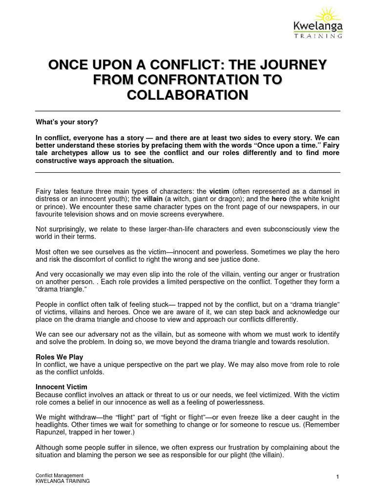 Once Upon A Conflict | PDF | Hero | Conflict Resolution