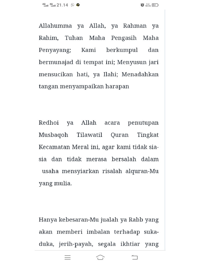 Doa penutupan MTQ PKL batang | PDF