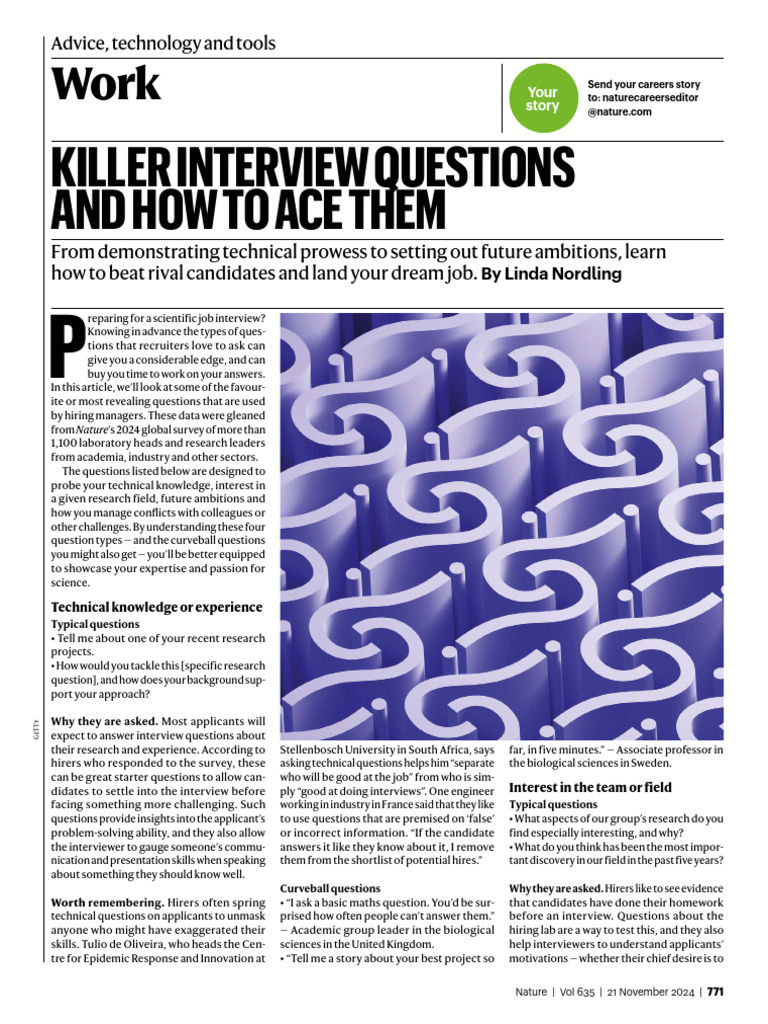 Killer questions at science job interviews and how to ace them | PDF ...