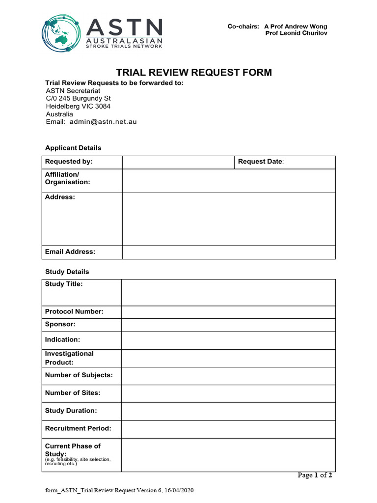 ASTN Trial Review Request Form | PDF