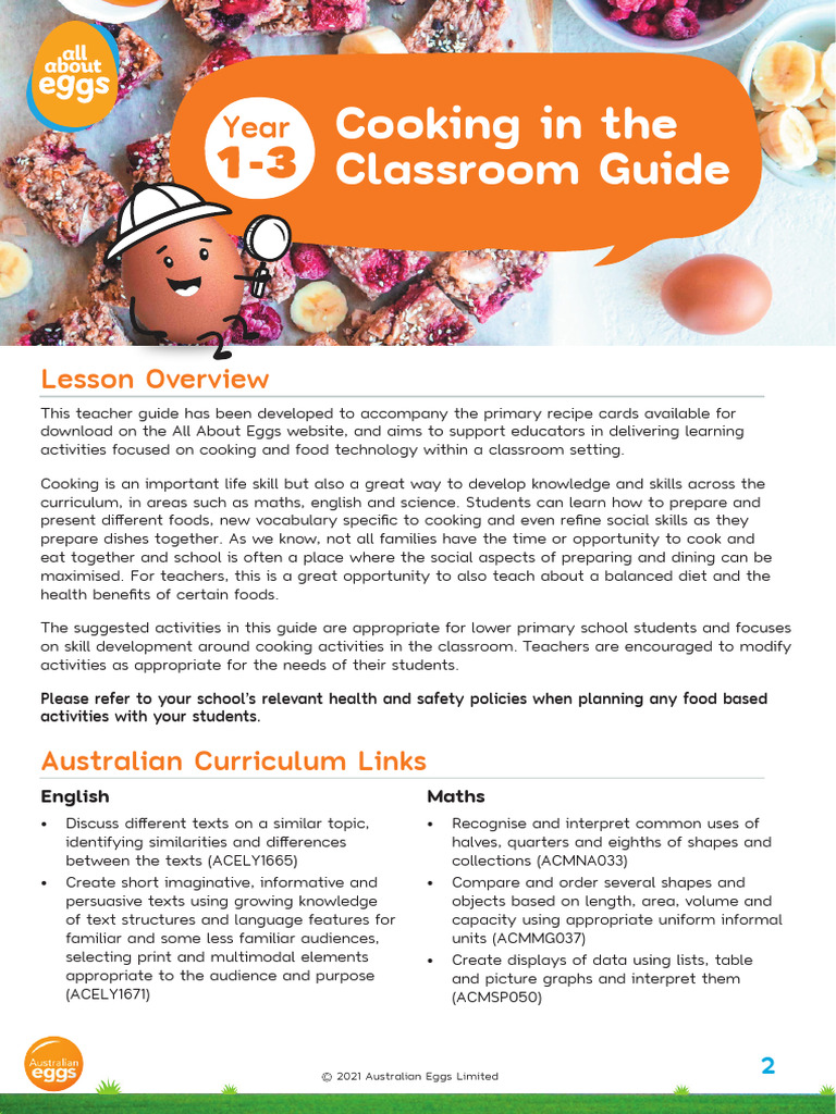 Cooking Teacher Guide Year1 3 | PDF | Cooking | Curriculum