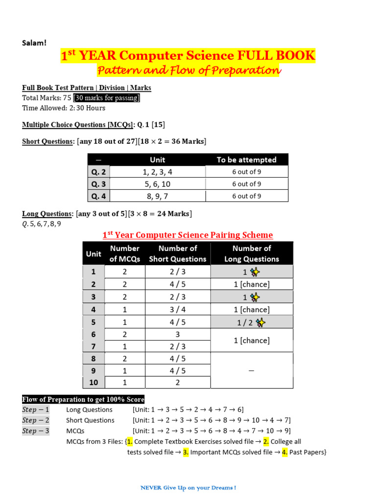 1Y CS Board Exam's Flow of Preparation 2025 | PDF | Computer Network ...