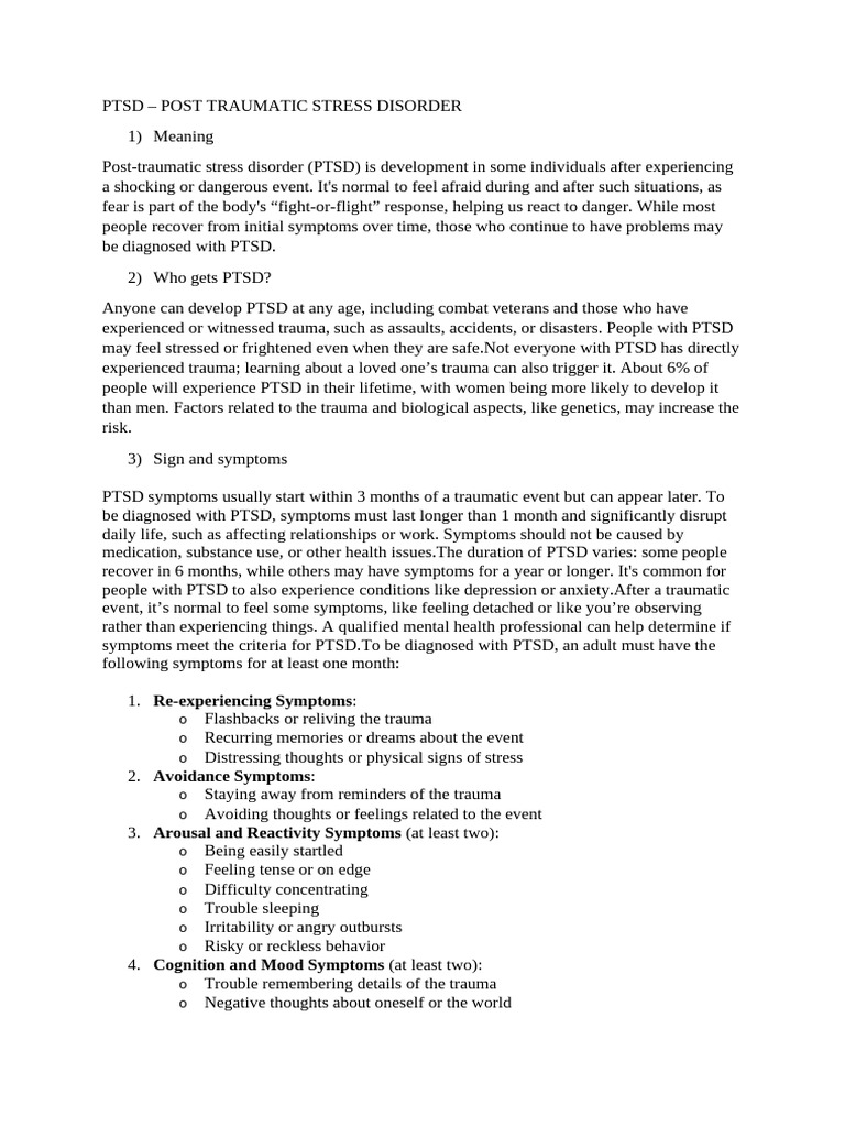 PTSD | PDF | Psychological Trauma | Mental Disorder