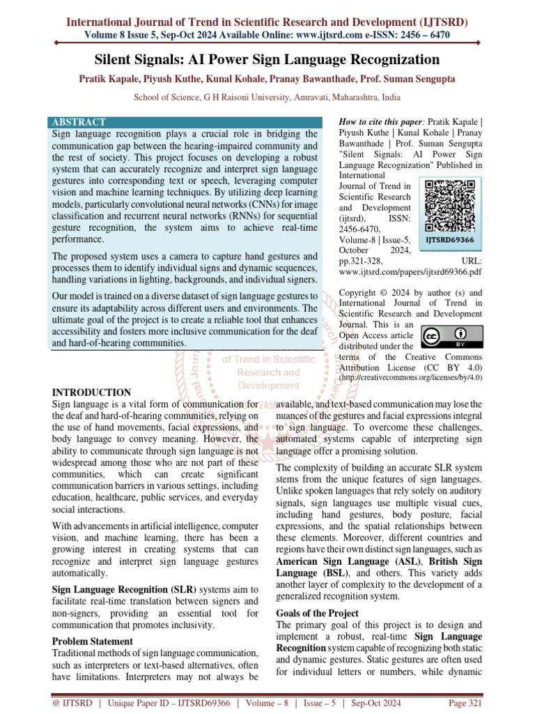Silent Signals AI Power Sign Language Recognization | PDF | Artificial ...