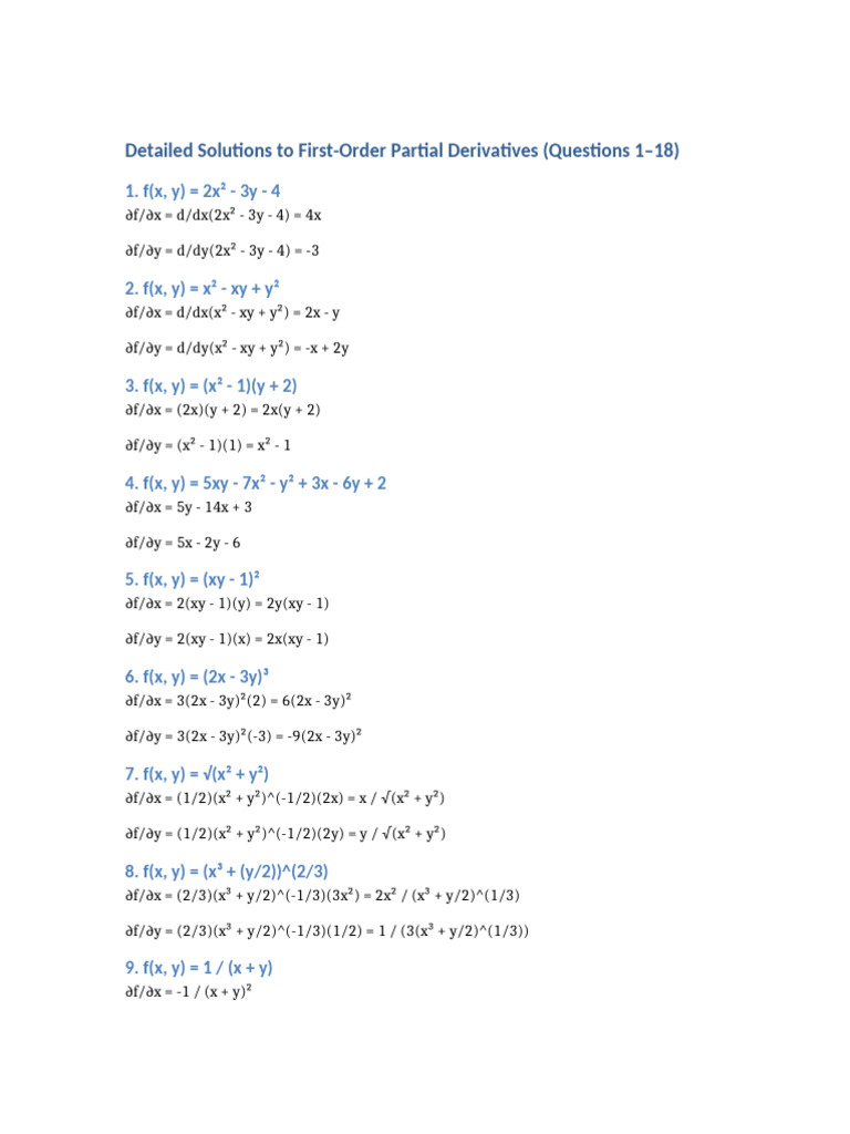 Detailed_Partial_Derivatives_Solutions | PDF