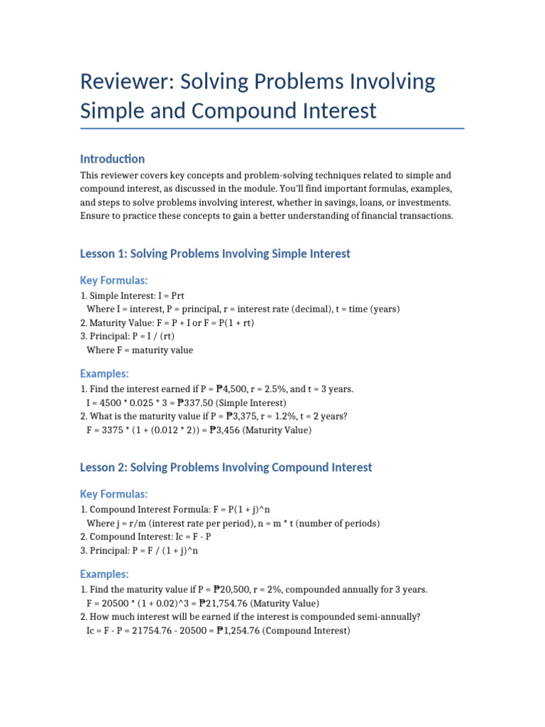 Simple vs Compound Interest Guide | PDF