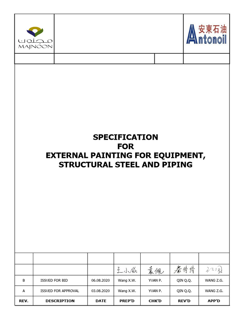 External Painting Specification for MAJ | PDF | Paint | Abrasive