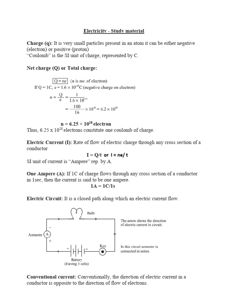 Electricity Study Material | PDF | Electrical Resistance And ...